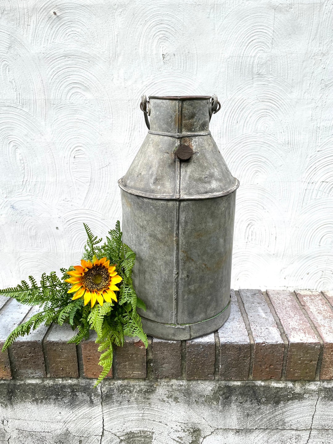 Vintage Dairy Milk Can, Rustic English Metal Milk Jug, Antique Dairy ...