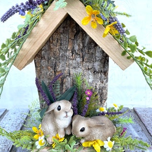 Bunny Rabbit Centerpiece, Rustic Farmhouse Rabbit Door Wall Decor ...