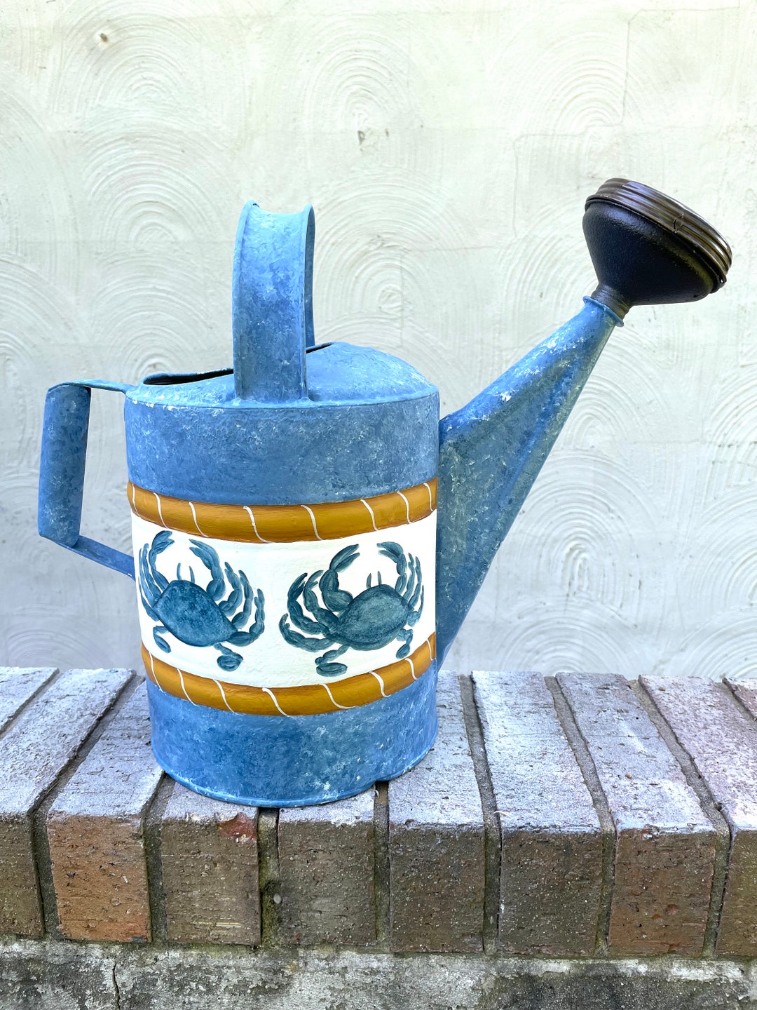 Vintage Water Can, Coastal USA Gift,nautical Coastal Blue Crab Porch ...