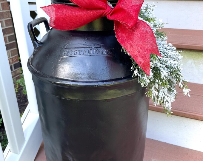 Vintage Black Milk Can, Rustic Farm Milk Can, Farmhouse Porch Table ...