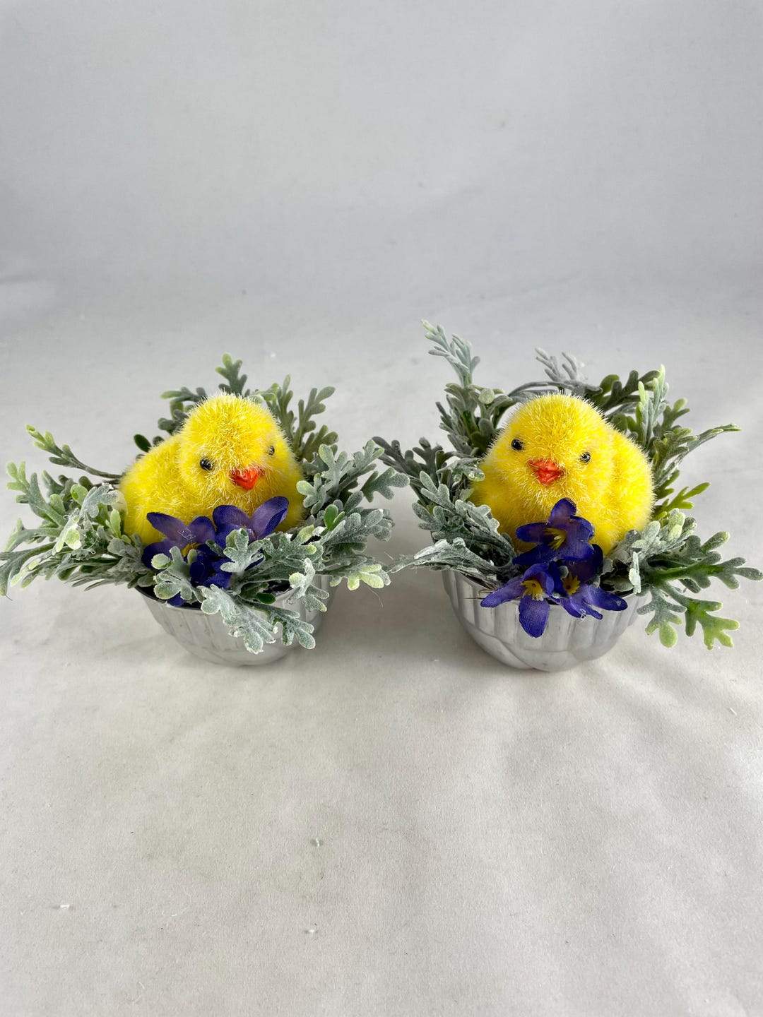 2 Pc Farmhouse Chick Table Favors, Spring Easter Tiered Tray Bowl ...