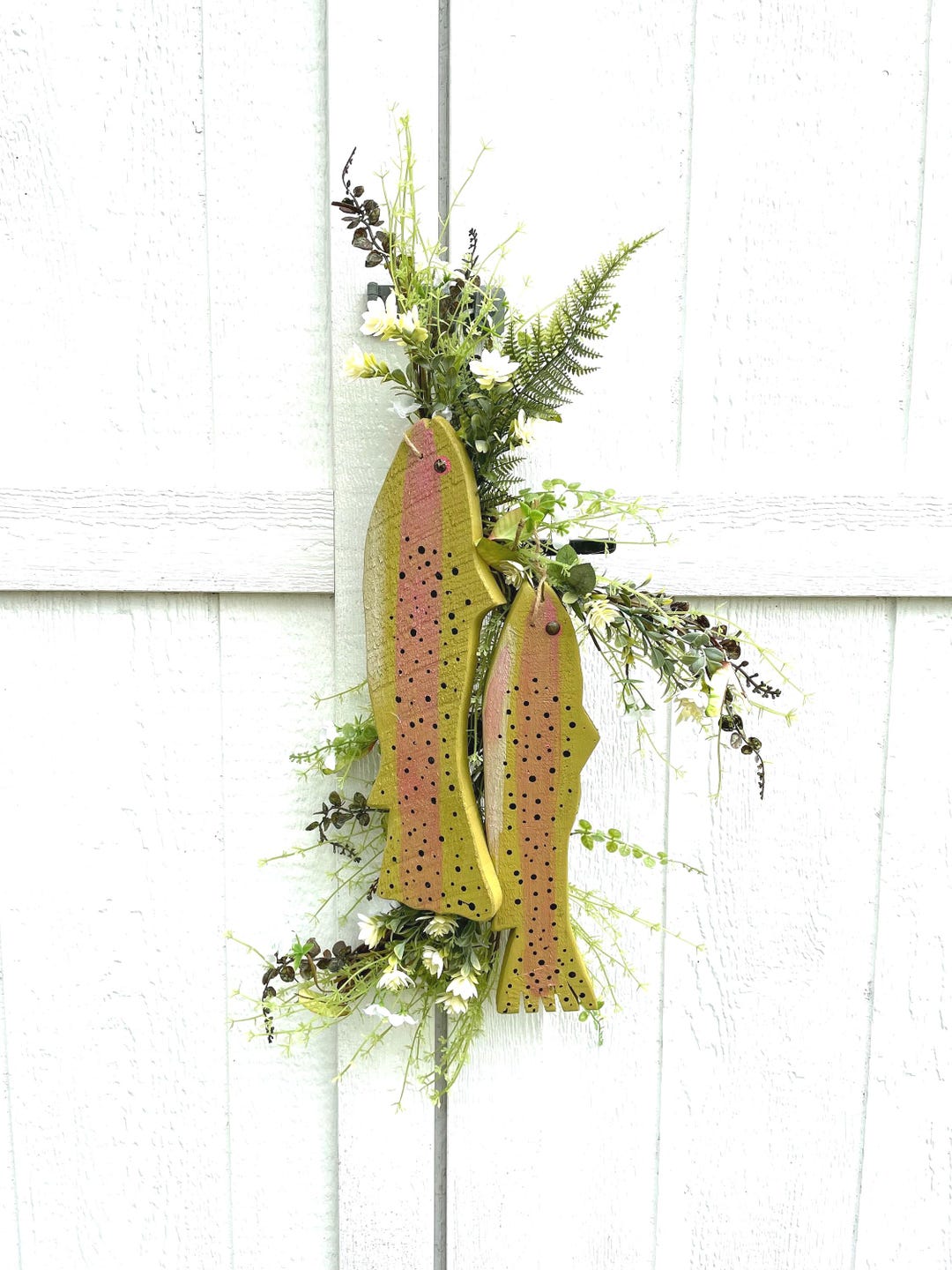 Lake House Fish Wreath,coastal Fish Door Wreath,rustic Cabin Lodge Fish ...