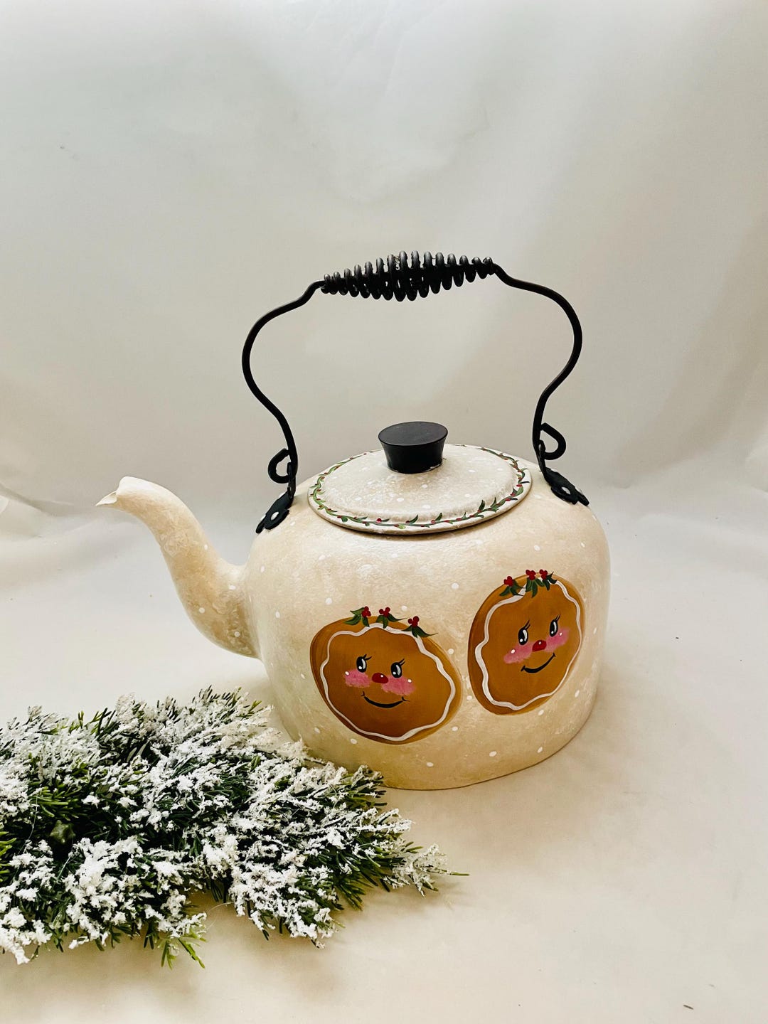Primitive Gingerbread Cookie Decor, Vintage Tea Kettle, Farmhouse ...
