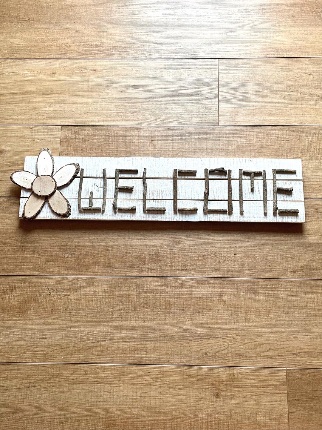 Rustic Wood Farmhouse Welcome Sign: Cabin, Lake House Porch Decor (33 ...