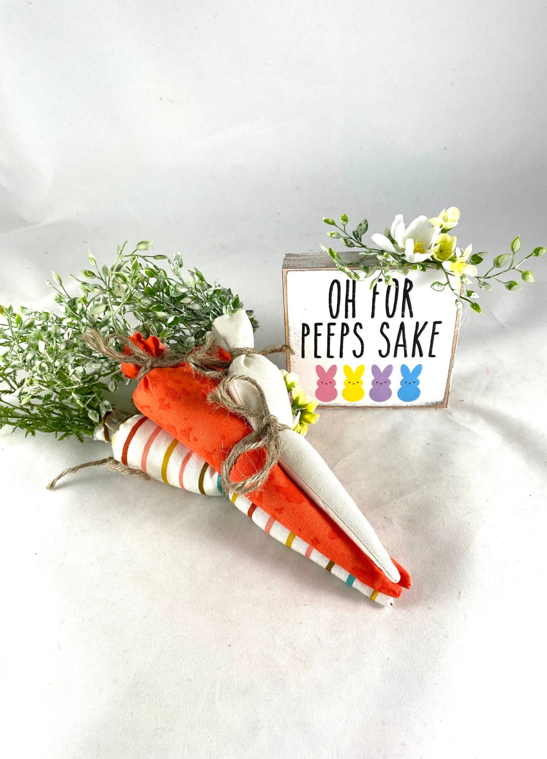 2 Pc Fabric Carrot Bunch, Peep Shelf Sitters, Spring Easter Tiered Tray ...