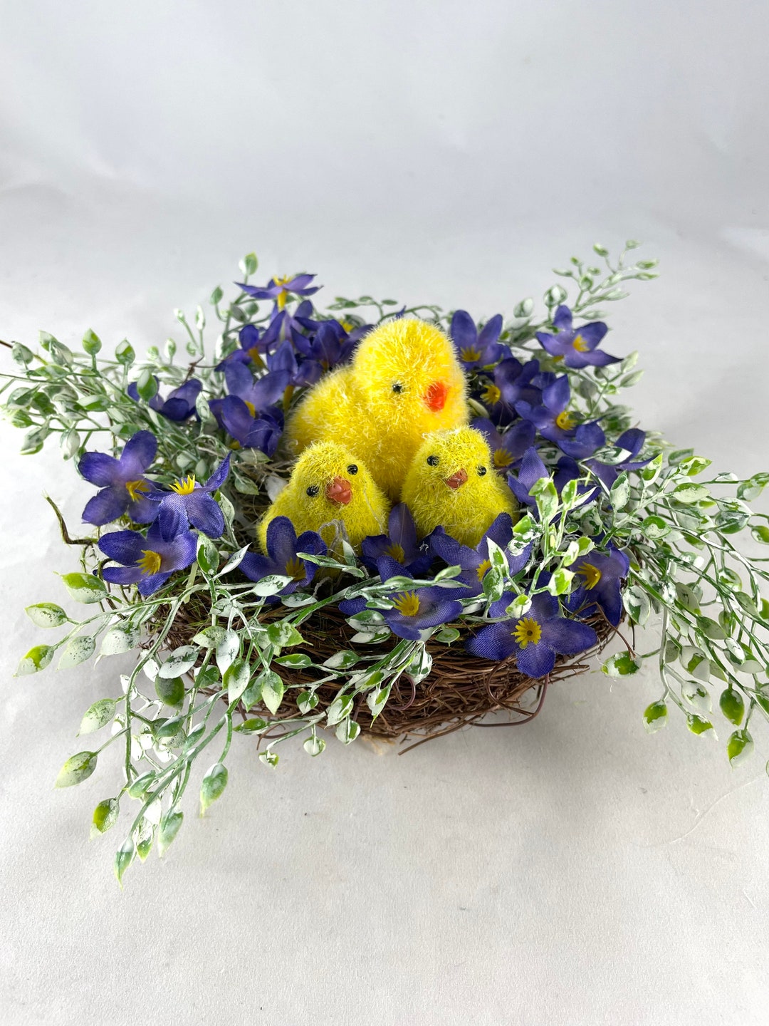 Chick Peep Bird Nest, Chick Family Farmhouse Centerpiece, Spring Tiered ...
