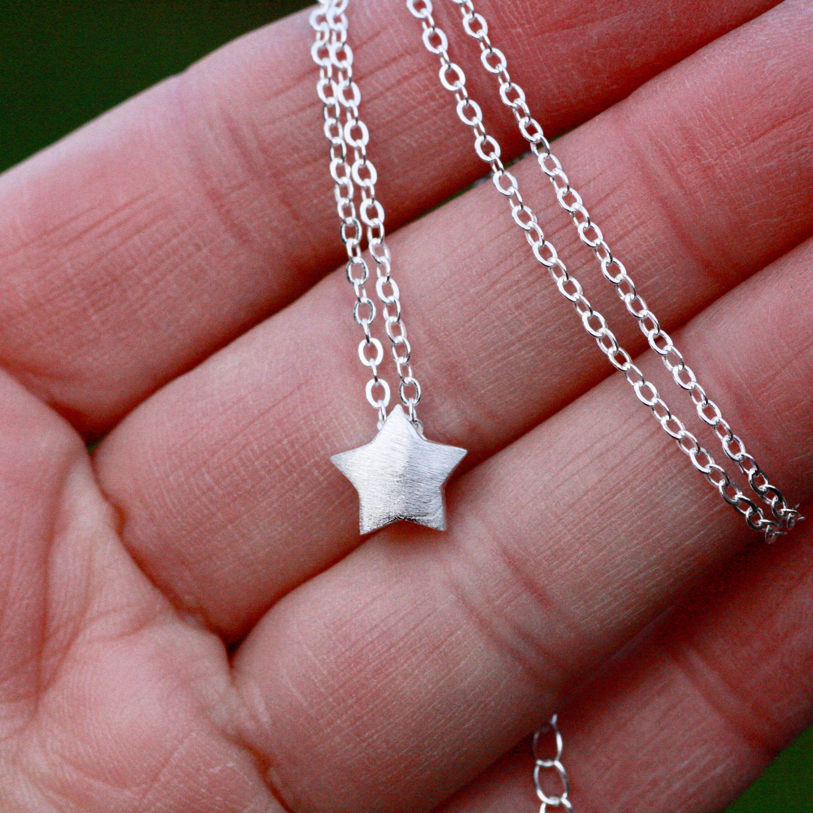 Satin Finish Little Star Necklace Pendant Sterling Silver 925 | Etsy