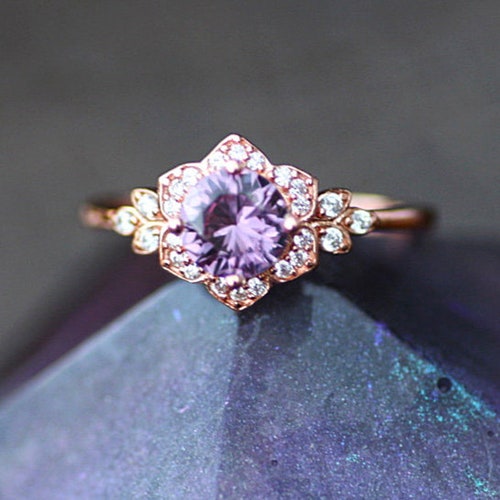 Color Change Alexandrite Engagement Ring Wedding Set Sterling - Etsy
