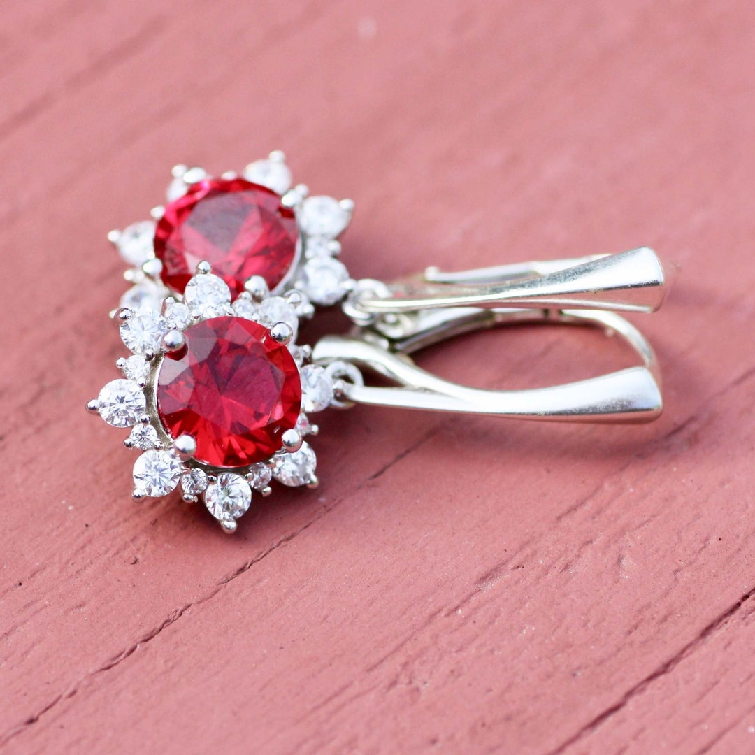 Gorgeous Red Ruby Earrings Sterling Silver 925 , July Birthstone , 25th ...