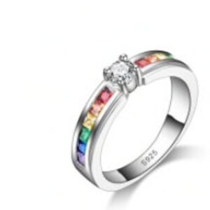 Rainbow Engagement Ring Silver , Pride Ring , Promise Ring , CLEARANCE ...
