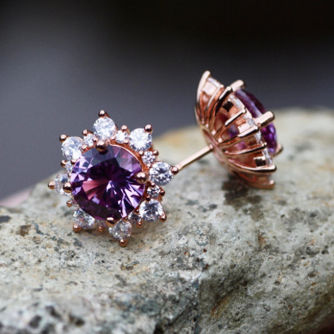 Color Change Alexandrite Earrings 18k Rose Gold Vermeil or 14k Yellow ...