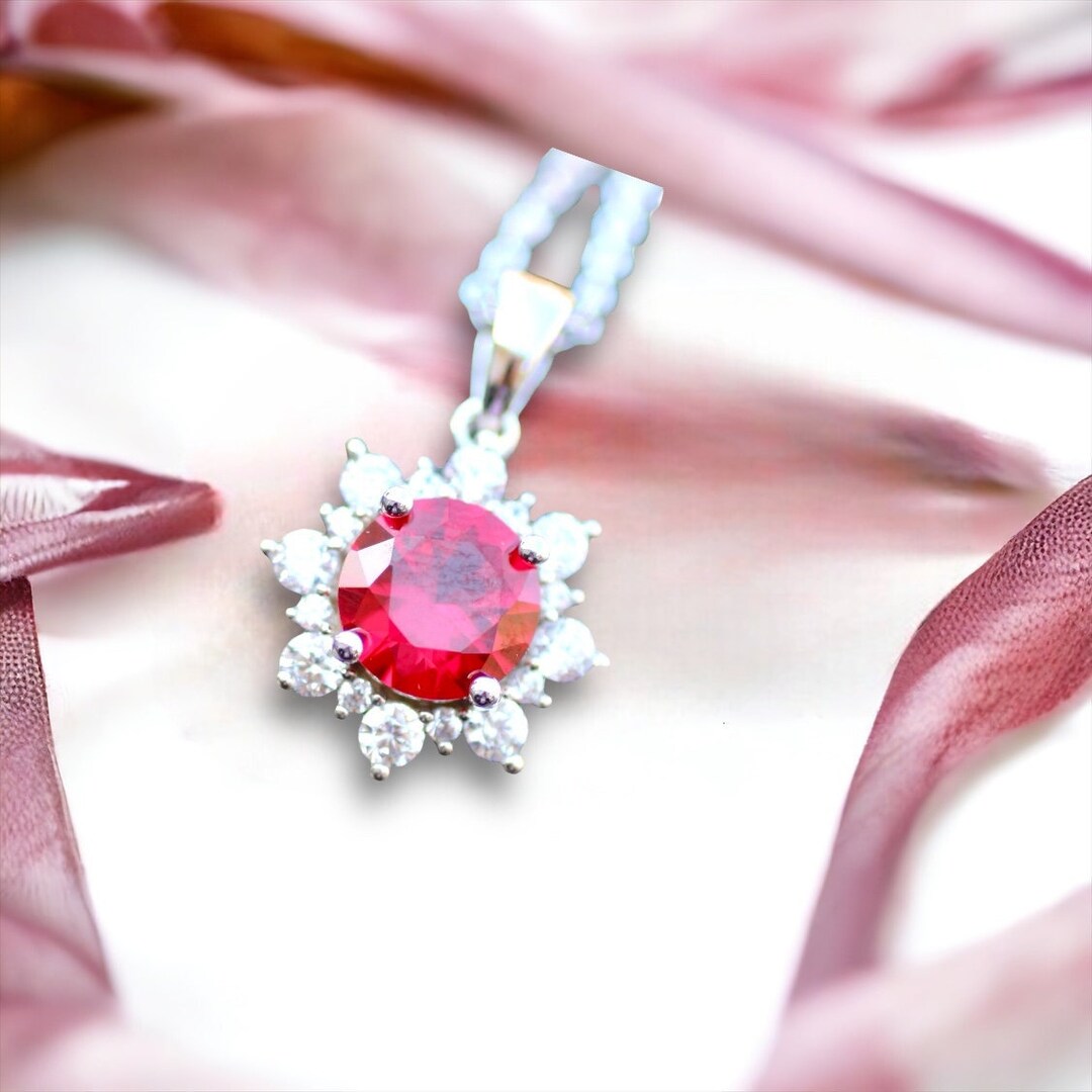Beautiful Ruby Pendant Sterling Silver 925 , July Birthstone , 40th ...