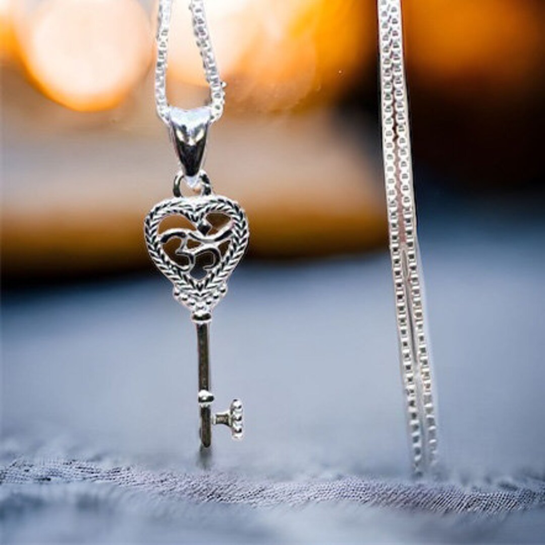 Heart Ohm Key Pendant in Sterling Silver 925 , Spiritual - Etsy