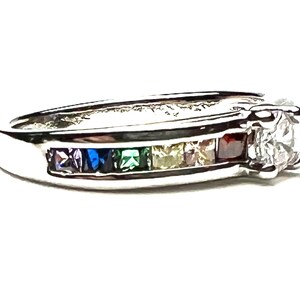 Rainbow Engagement Ring Silver , Pride Ring , Promise Ring , CLEARANCE ...