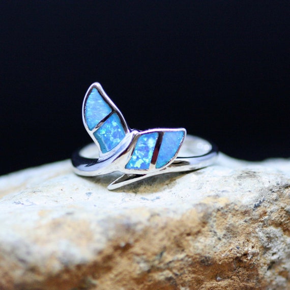 Whale Tale Opal Ring Sterling Silver 925 October Birthstone | Etsy