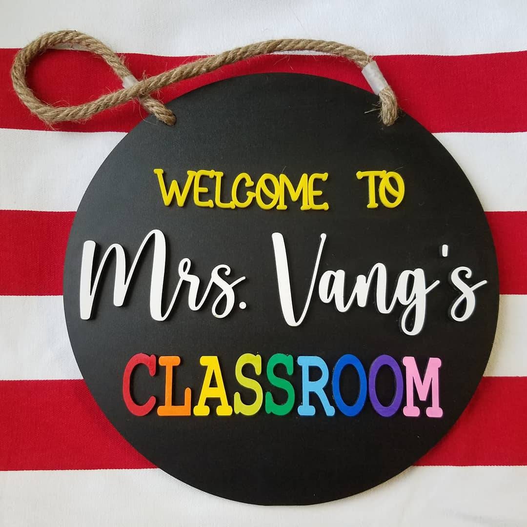 Teacher Gift Idea Door Hanger Classroom Decor Square Door Hanger Round ...