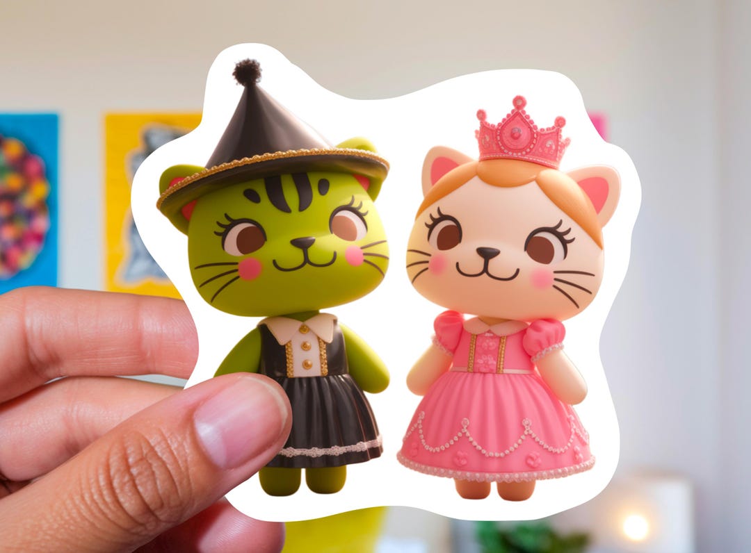 Glinda & Elphaba Sticker - Cute Vinyl Decal, Fan Art, Gaming Sticker ...