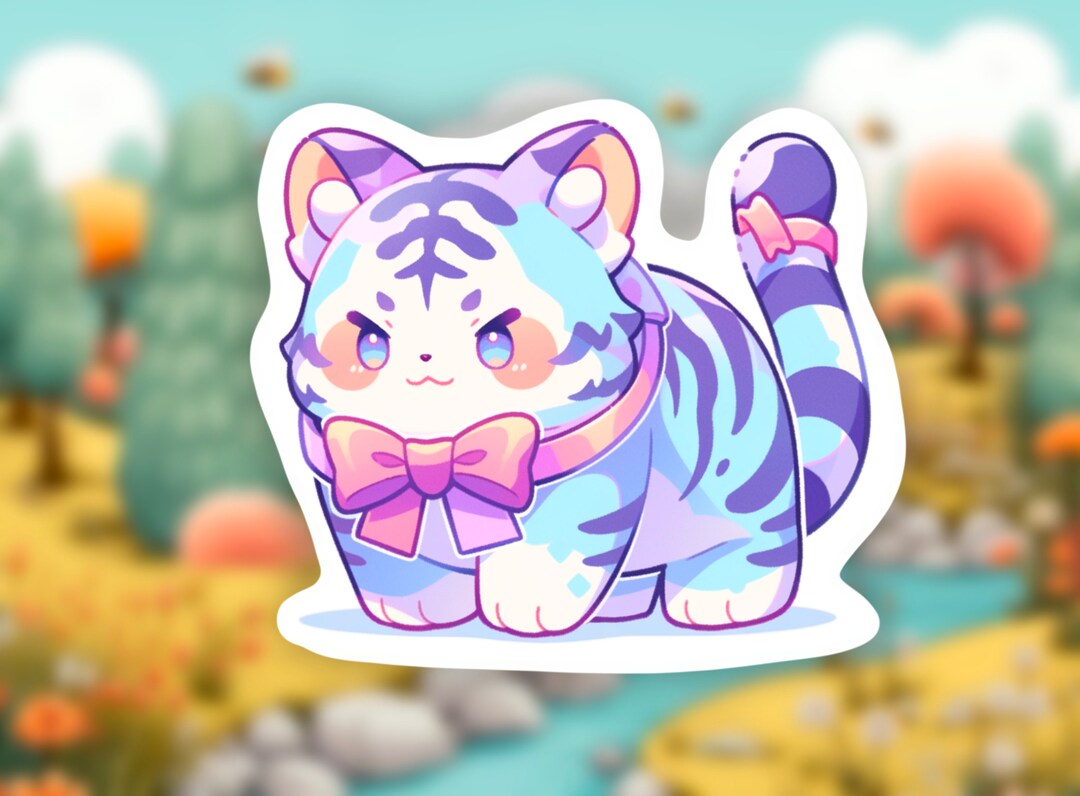 Cute Angry Tiger Sticker, Pastel Tiger, Sticker, Kawaii Sticker, Water ...