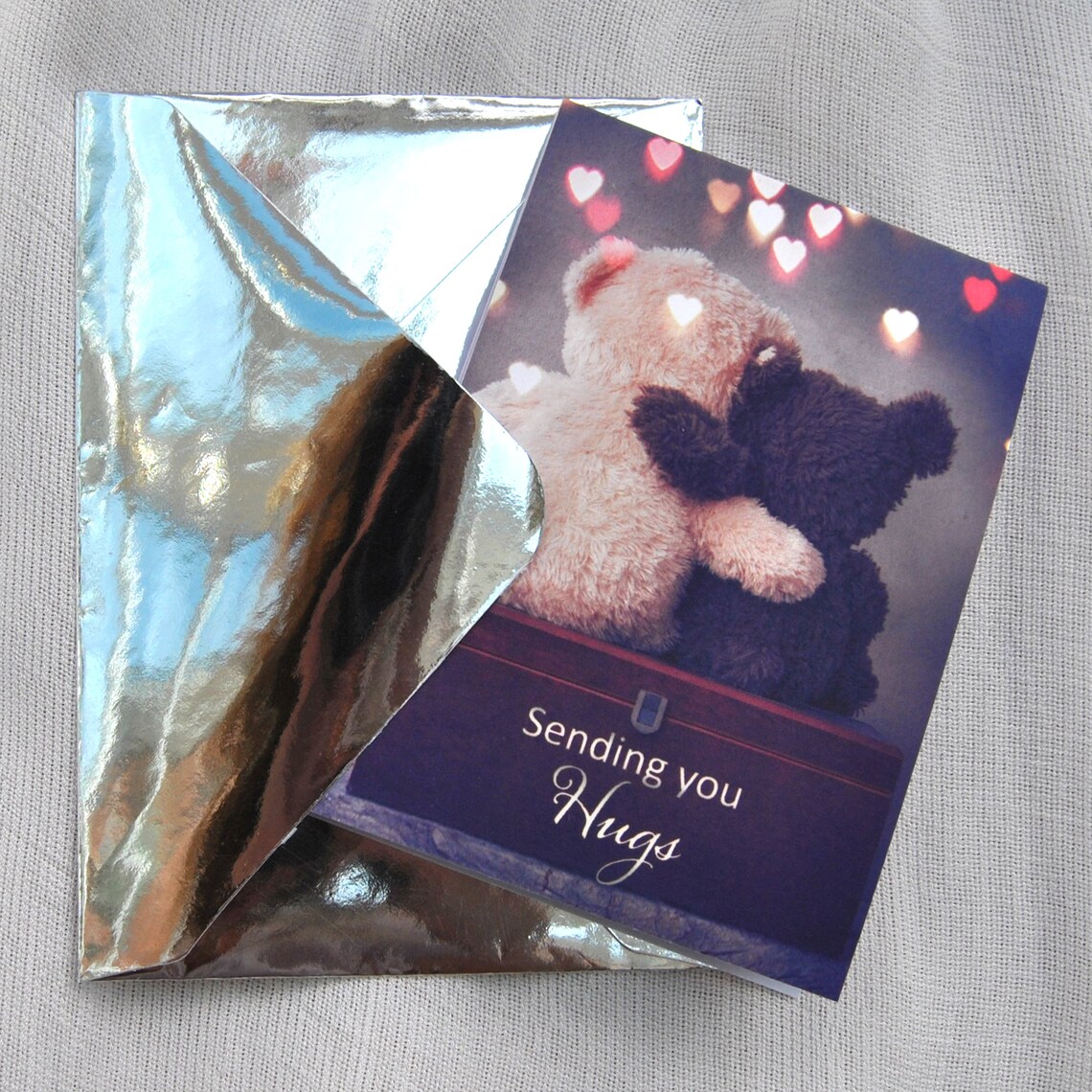 Sending hugs missing you card with chocolates hug token | Etsy