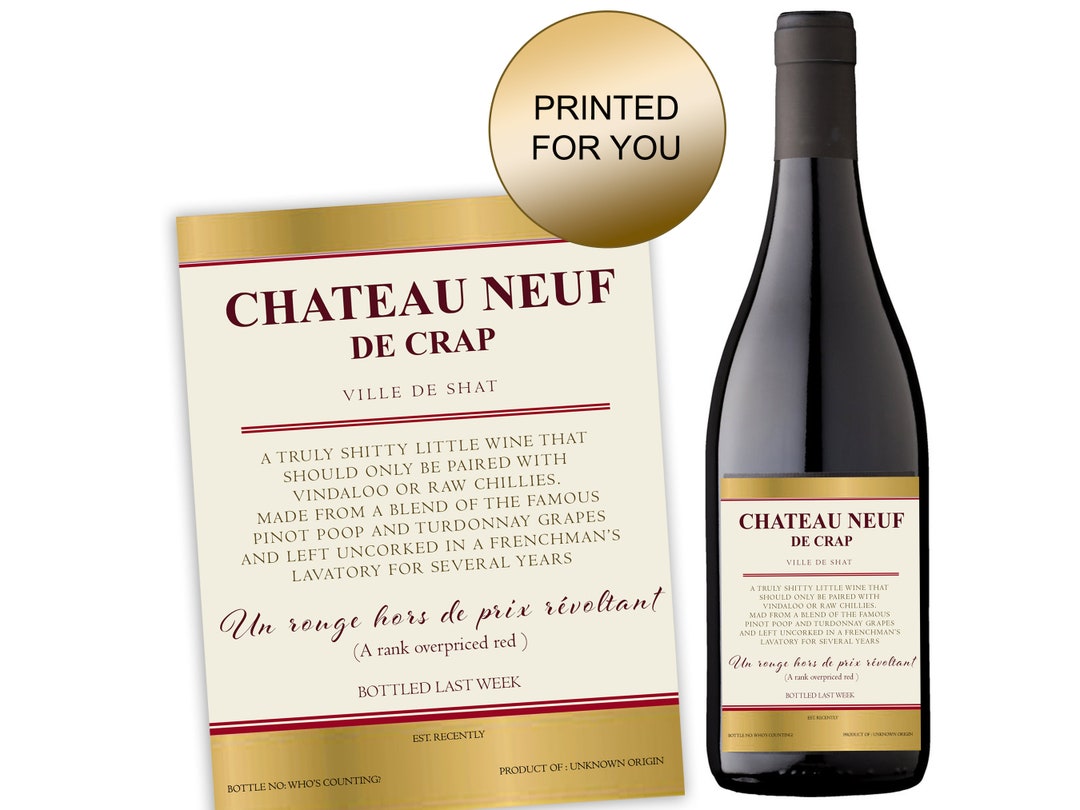 Chateau Neuf Spoof Wine Bottle Label Christmas Gift for - Etsy UK