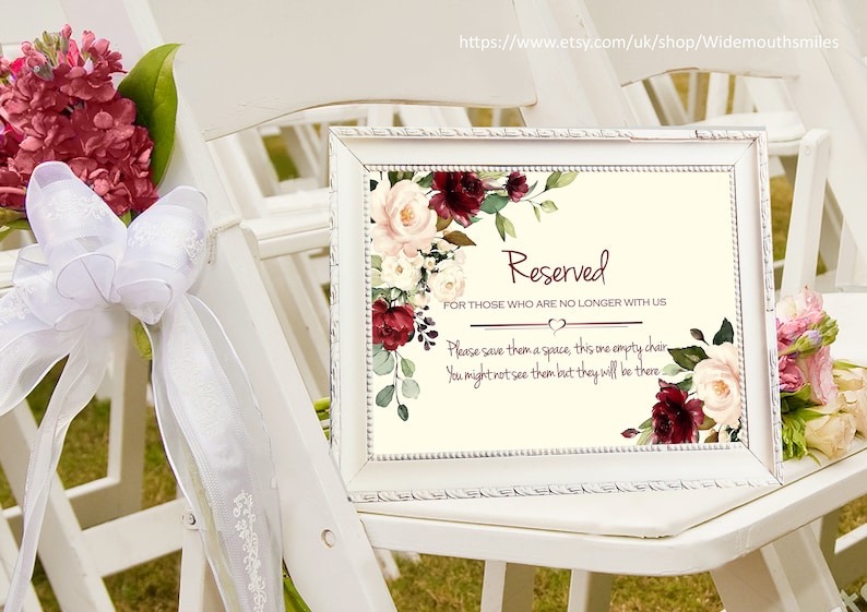 Reserved wedding sign wedding memorial sign in memory of | Etsy