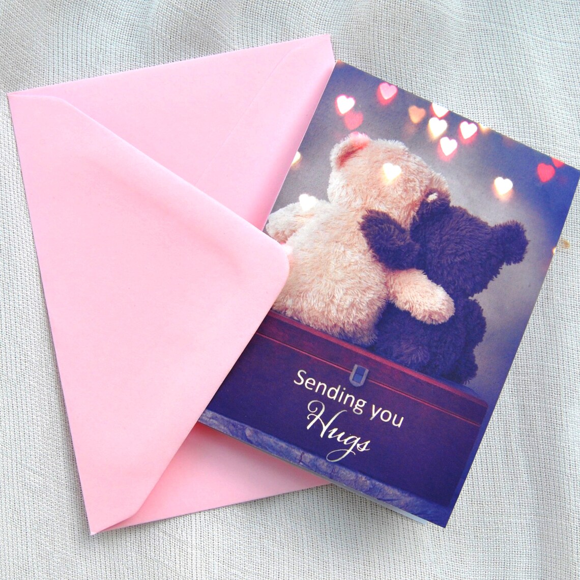 Sending hugs missing you card with chocolates hug token | Etsy
