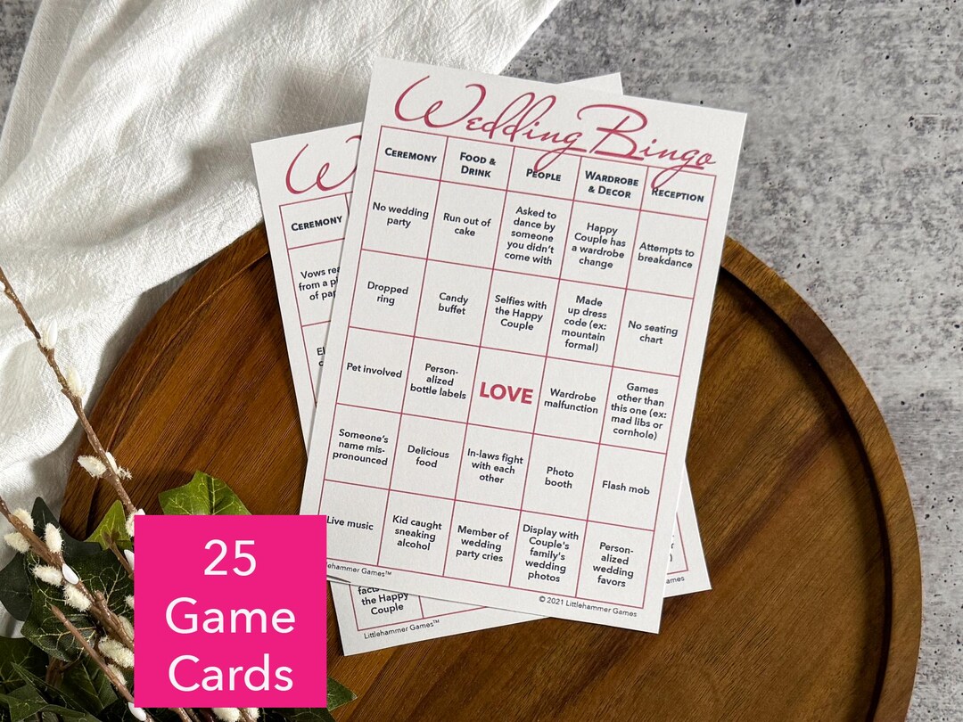 Modern Aesthetic Wedding Bingo With 25 Cards, Wedding Reception Ice ...