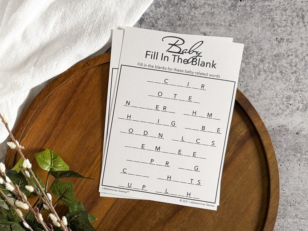 Baby Fill in the Blank Black & White Printable, Minimalist Themed Baby ...