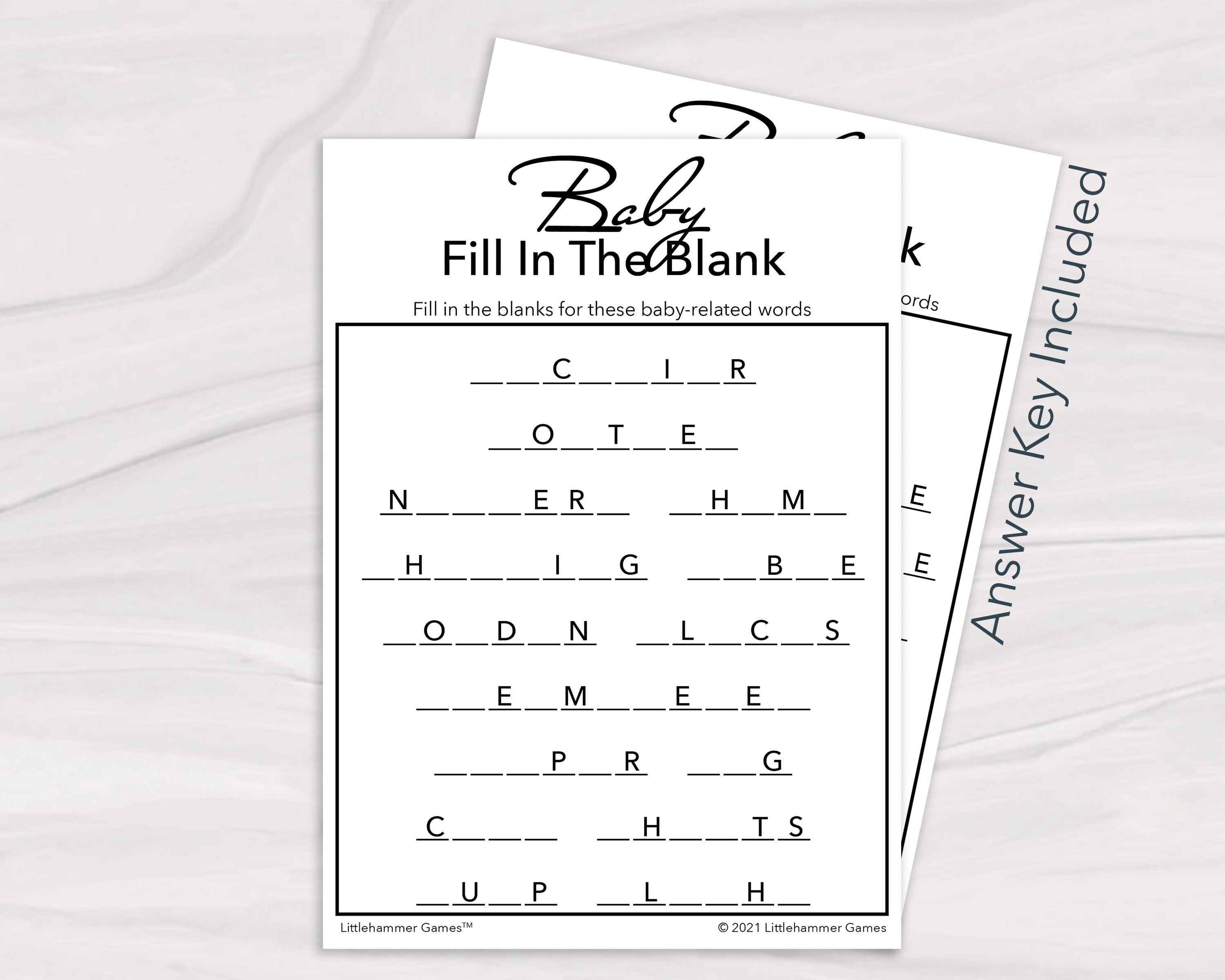 Baby Fill in the Blank Black & White Printable, Minimalist Themed Baby ...