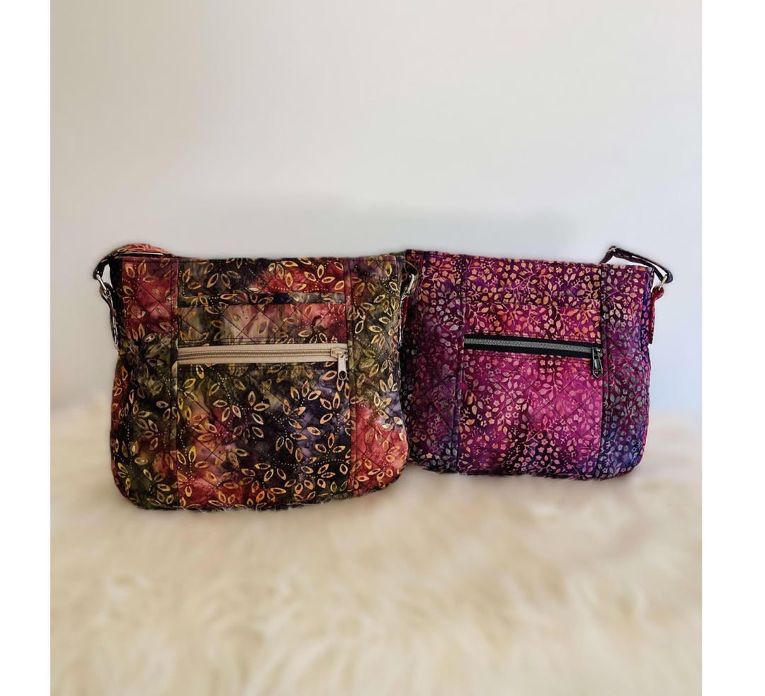 Quilted Crossbody Bag: Indonesian Batik Cotton Purse, Fall Leaves - Etsy