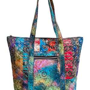 Quilted Tote Bag for Women, Tote With Pockets, Everyday Bag Multi ...