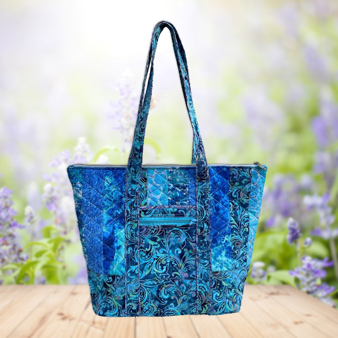 Blue Quilted Tote Bag for Women's / Extra Large Tote / Multi ...