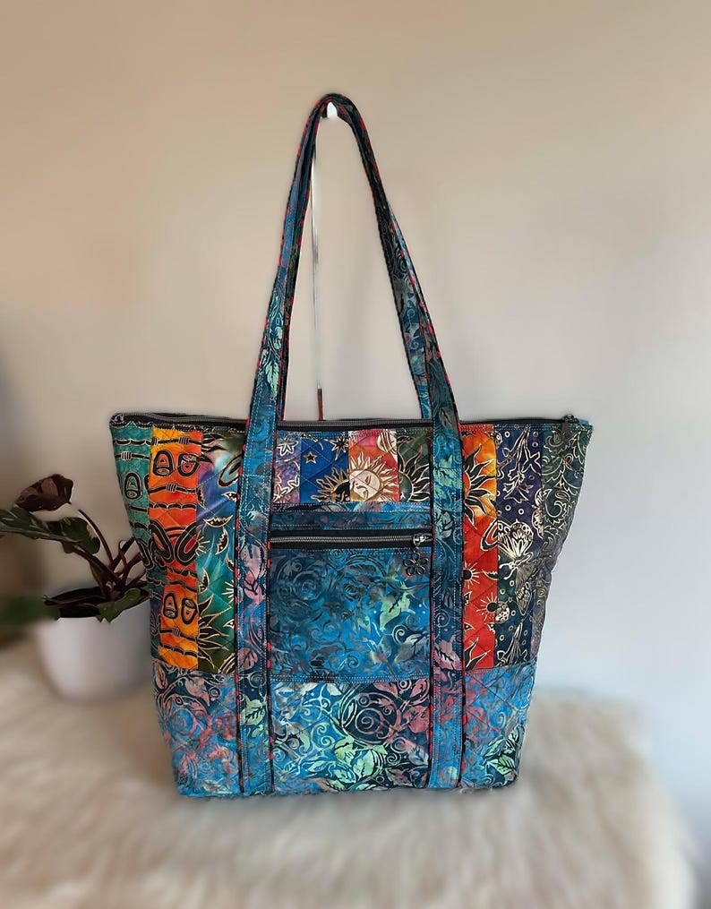 Quilted Tote Bag: Extra Large Multi-compartment Cotton Shoulder Bag - Etsy