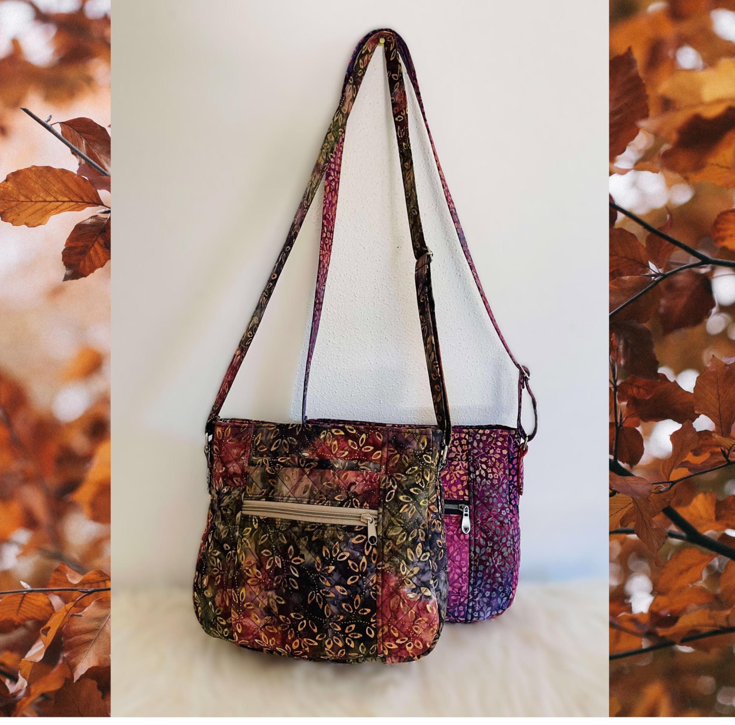 Quilted Crossbody Bag: Indonesian Batik Cotton Purse, Fall Leaves - Etsy