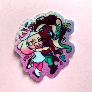 Pearl and Marina | Splatoon 2” Glitter Holographic Sticker - Etsy