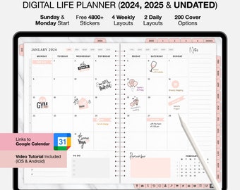 2024 Digital Planner, 2024 Portrait Planner, 2024 Planner, 2024 Dated ...
