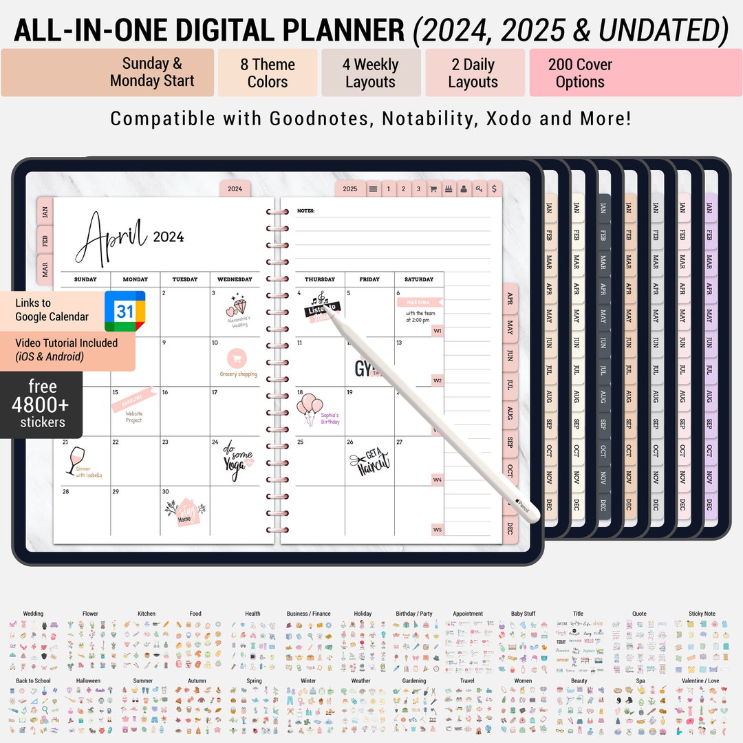 2024 Digital Planner, iPad Planner, Digital Planner Goodnotes, Daily ...