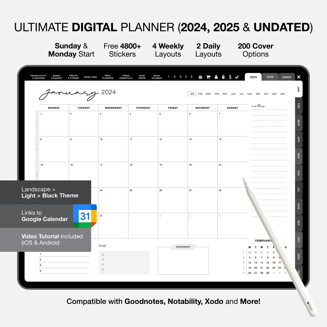 Digital Planner, Goodnotes Planner, Daily, Weekly, Monthly Planner ...