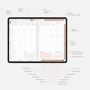 2024 2025 Digital Planner, Dated Digital Planner, Goodnotes Planner ...