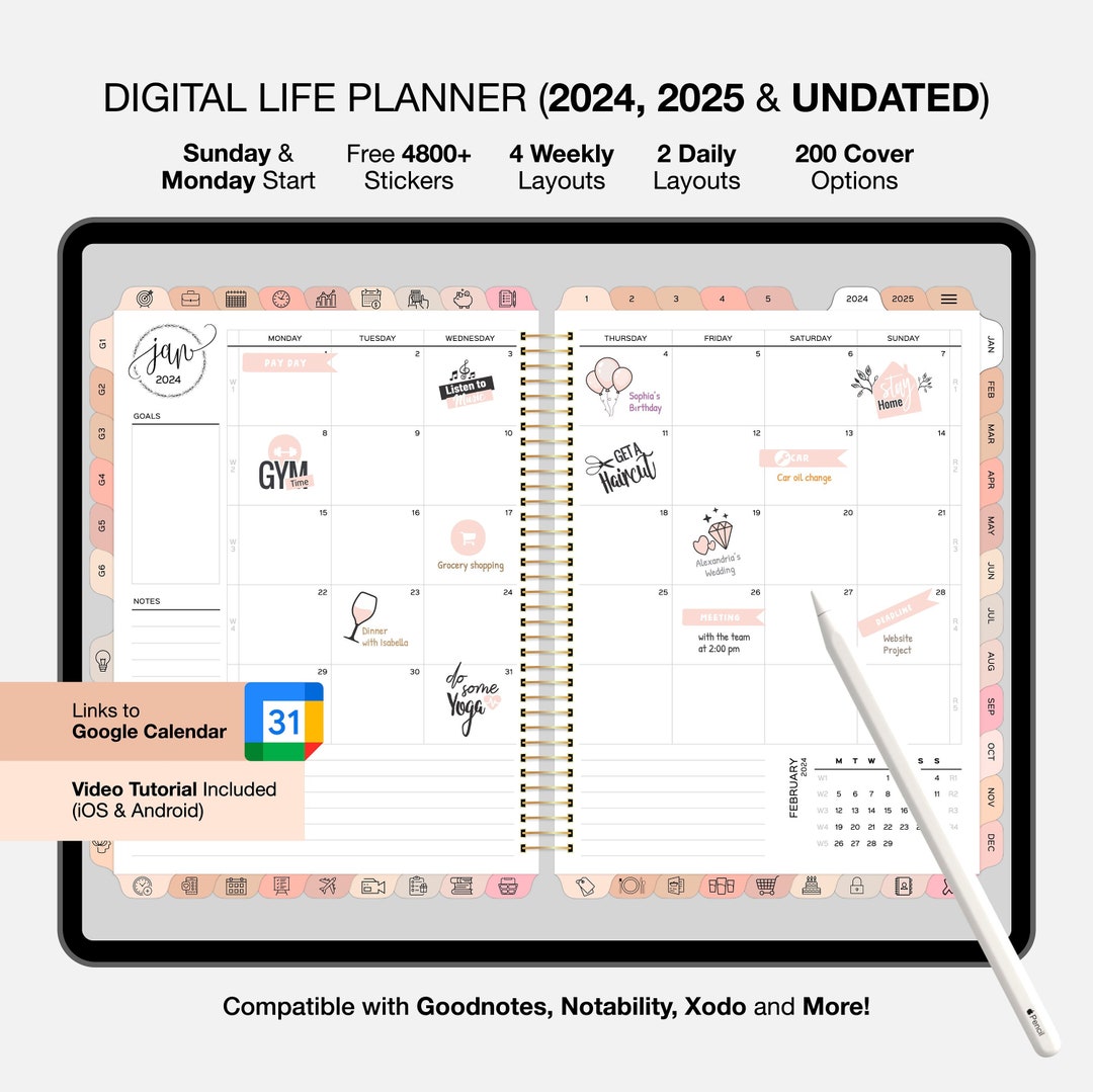 IPad Planner, 2024 2025 Digital Planner, Digital Journal, Goodnotes ...