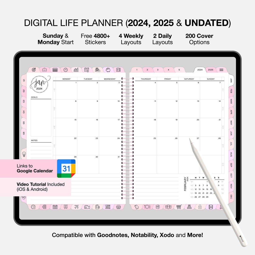 Digital Planner 2024 2025, Premium, Hyperlinked Planner, Google ...