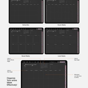 Dark Mode Digital Planner 2024, Digital Planner Dark 2024 - 2025 ...