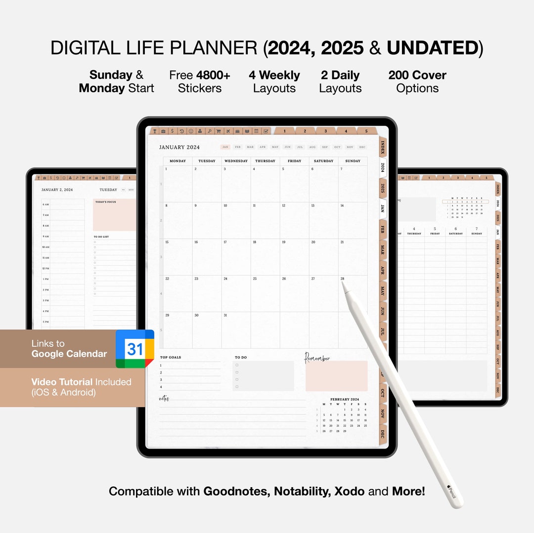 2024 2025 Digital Planner, ADHD Digital Planner, Goodnotes Planner ...