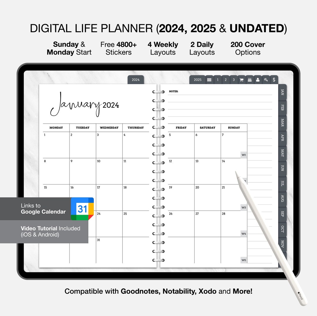 2024- 2025 Digital Planner, Digital Planner Goodnotes, Daily Planner ...