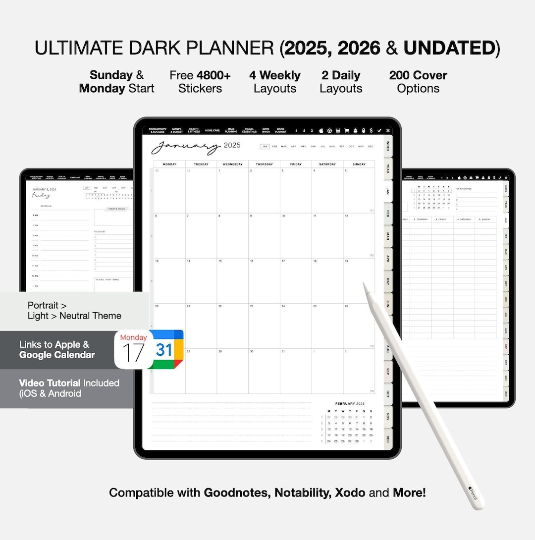 All-in-one Digital Planner 2025, 2026, Undated Digital Planner, Digital ...