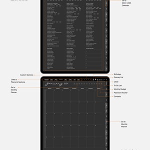 2024 2025 Dark Digital Planner Undated for Goodnotes, 2024 Portrait ...