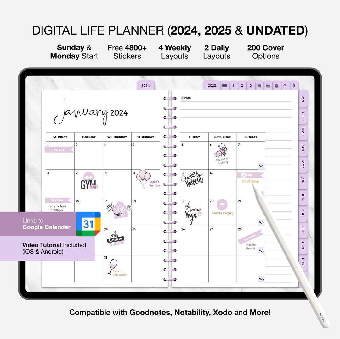 2024-2025 Digital Planner, iPad Planner, Goodnotes Planner, Notability ...
