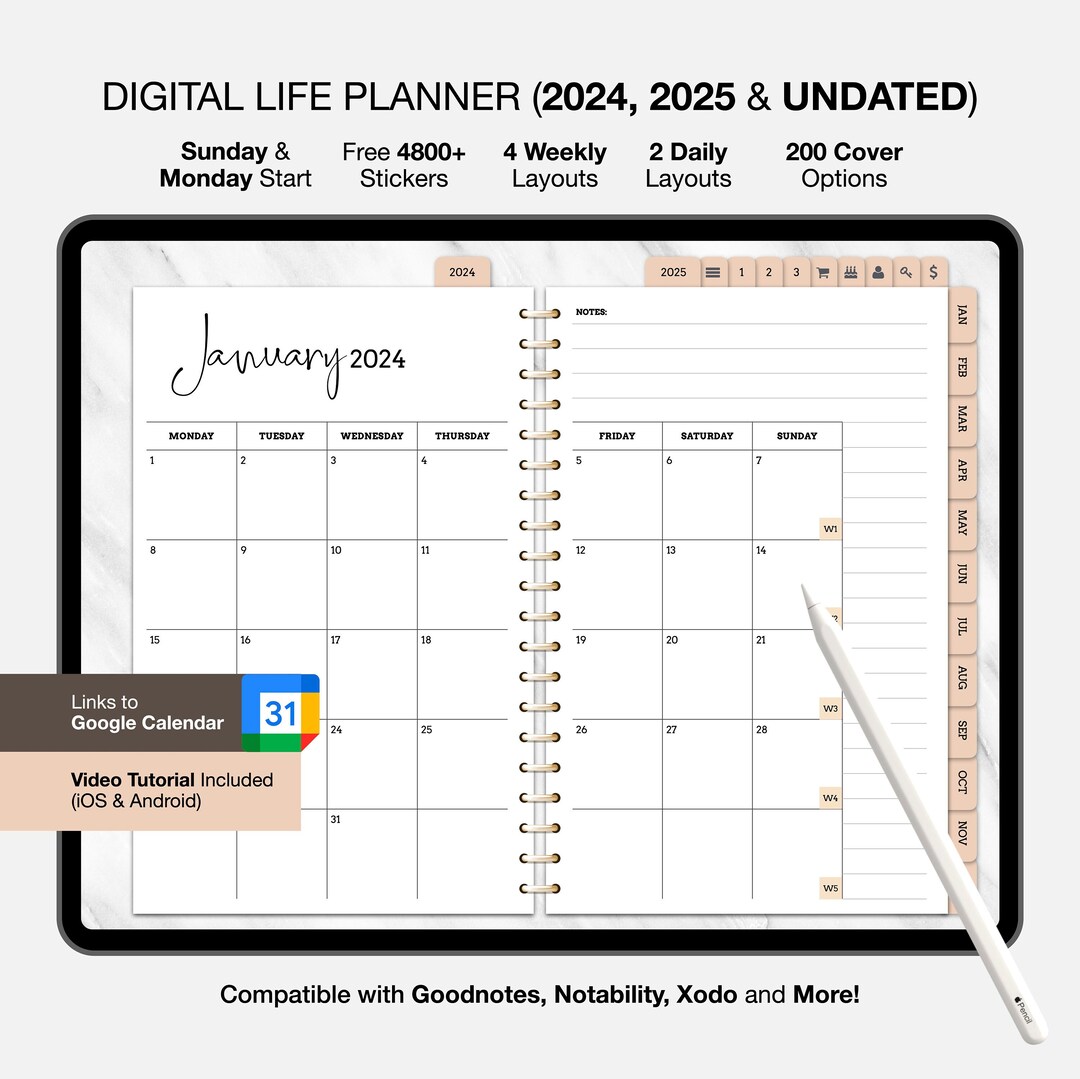 Digital Planner 2024 2025, Dated Digital Planner, iPad Planner ...