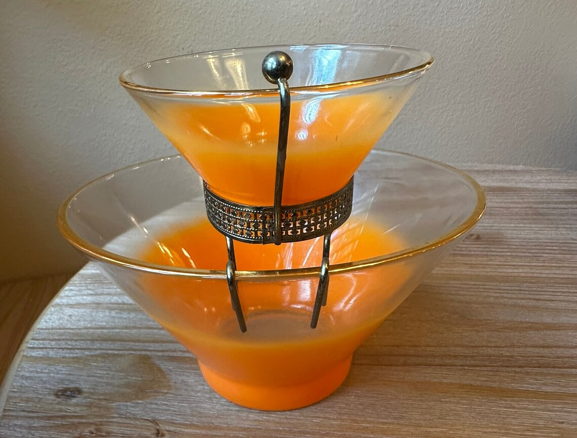 Vintage Blendo Chip and Dip Bowl Set, Orange, Mid Century Modern, MCM - Etsy