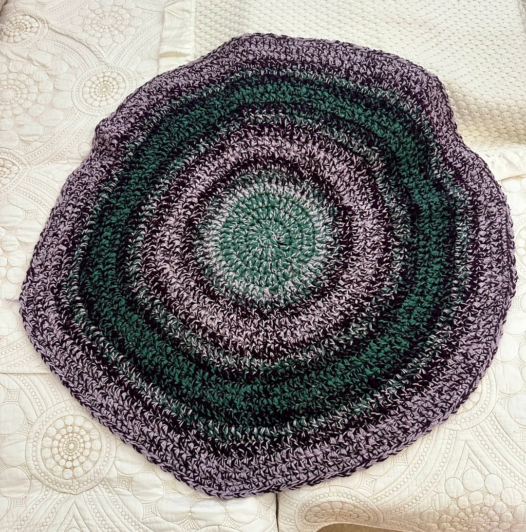 Circular Vintage Afghan Throw in Shades of Purples & Greens - Etsy